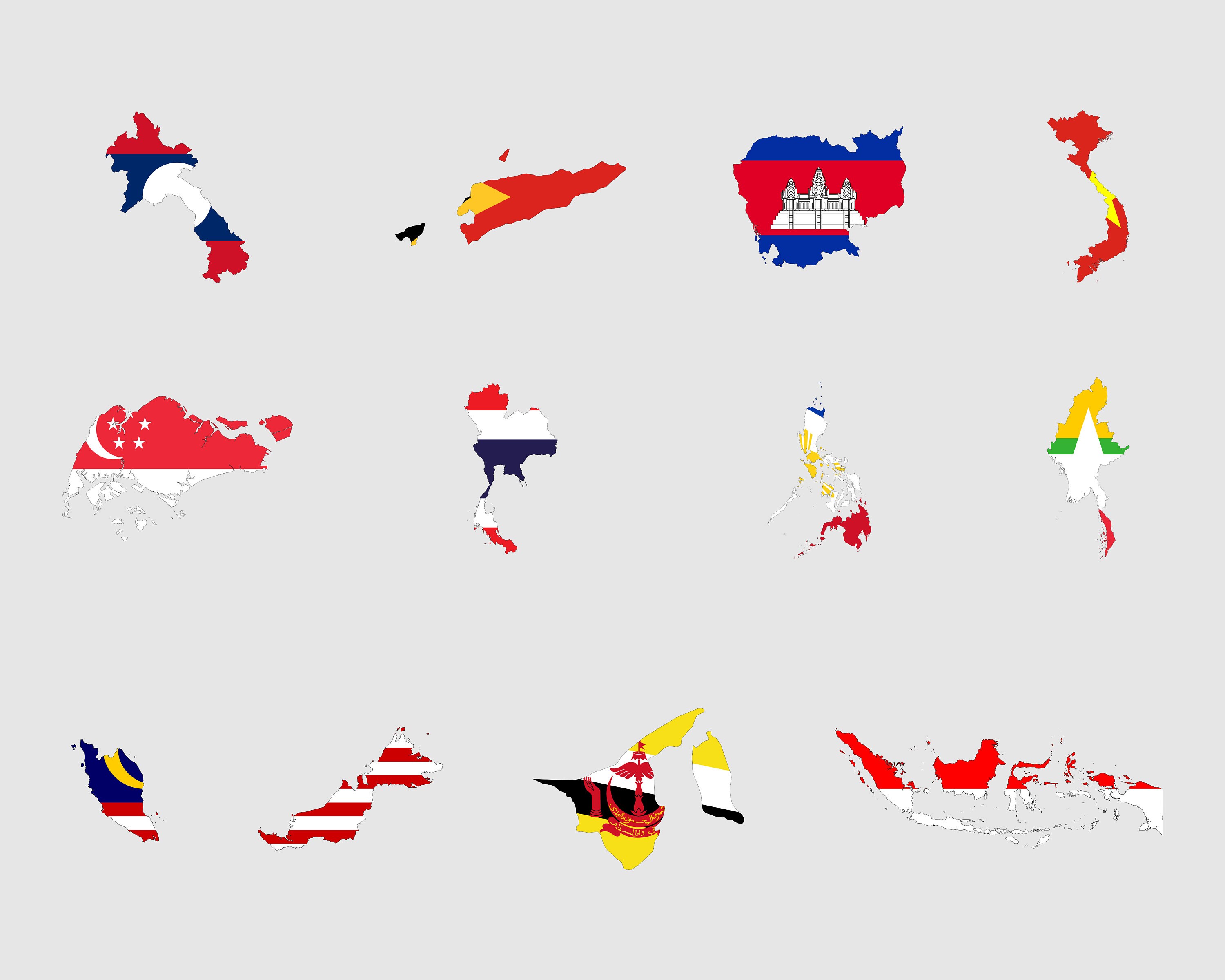 Southeast Asia Countries Flag Maps SVG SEA County Nation - Etsy