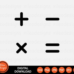 Math Symbols Icon SVG Plus Minus Multiply Equal Calculate Graphic ...