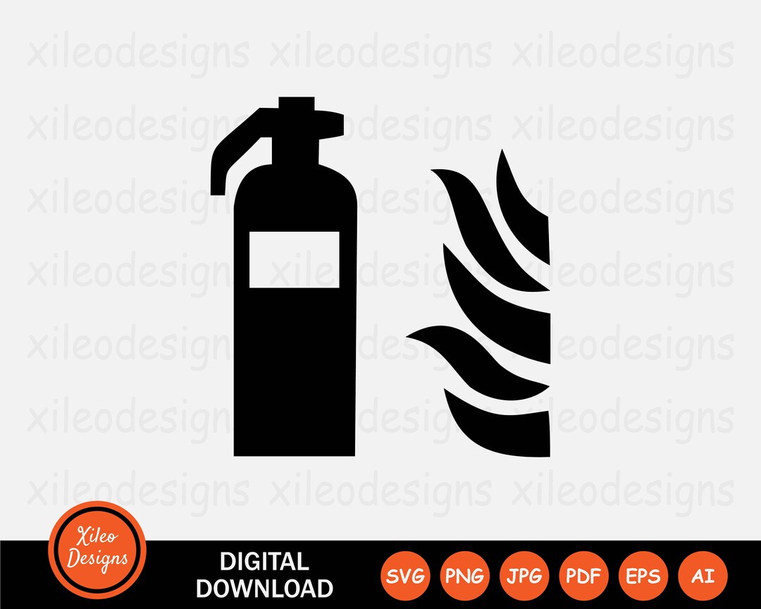 Fire Extinguisher SVG Flame Protection Device Suppression Sign Symbol ...