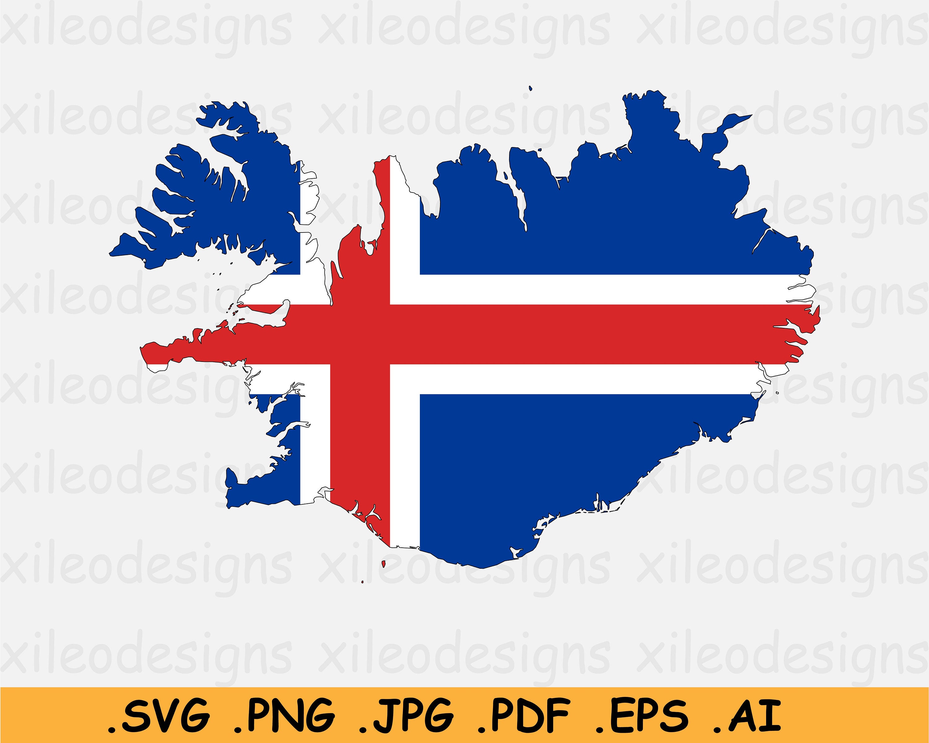 Iceland Flag Map SVG - Icelandic Cricut Cut File, Country Nation ...