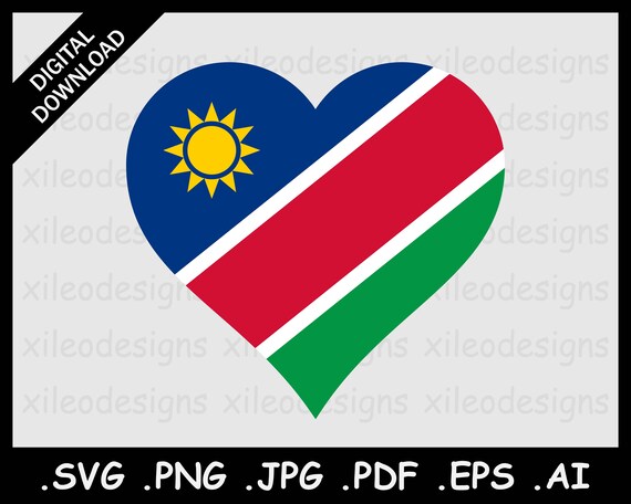 Namibia Heart Flag SVG Namibian Love Shape Country National | Etsy