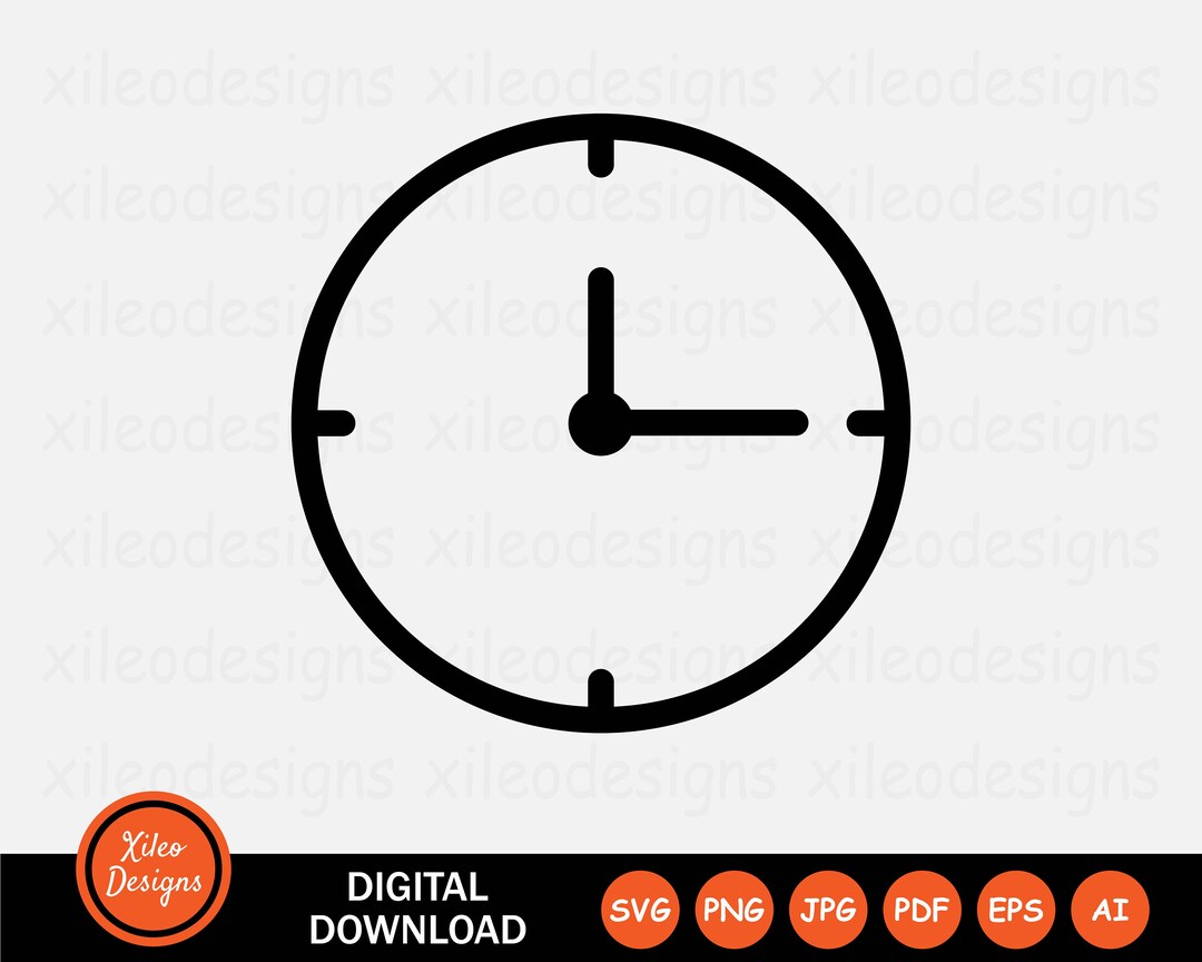 Clock Line Icon SVG Timer Stopwatch Countdown Watch Graphic Vector ...