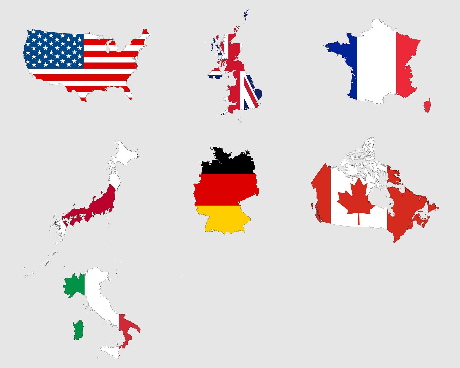Group of Seven G7 Countries Flag Maps SVG Country Nation - Etsy India