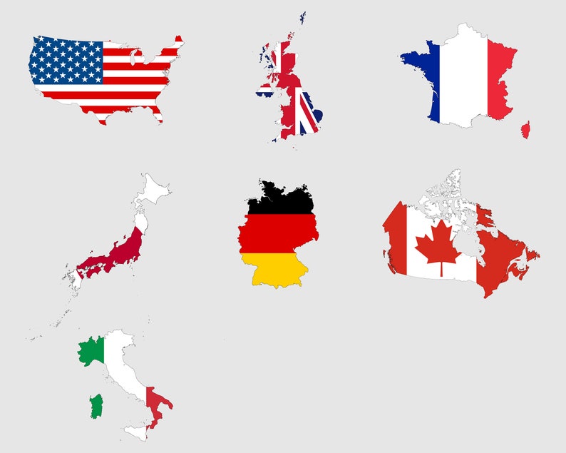 Group of Seven G7 Countries Flag Maps SVG Country Nation - Etsy