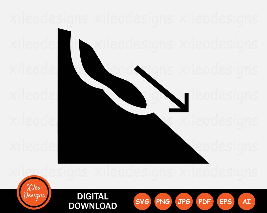 Landslide Icon SVG Land Slide Mountain Disaster Danger Sign Symbol ...