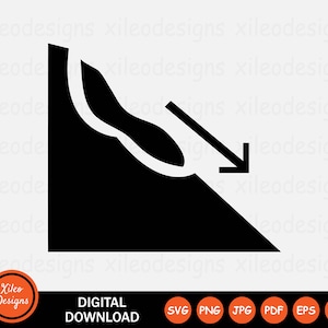 Landslide Icon SVG Land Slide Mountain Disaster Danger Sign Symbol ...