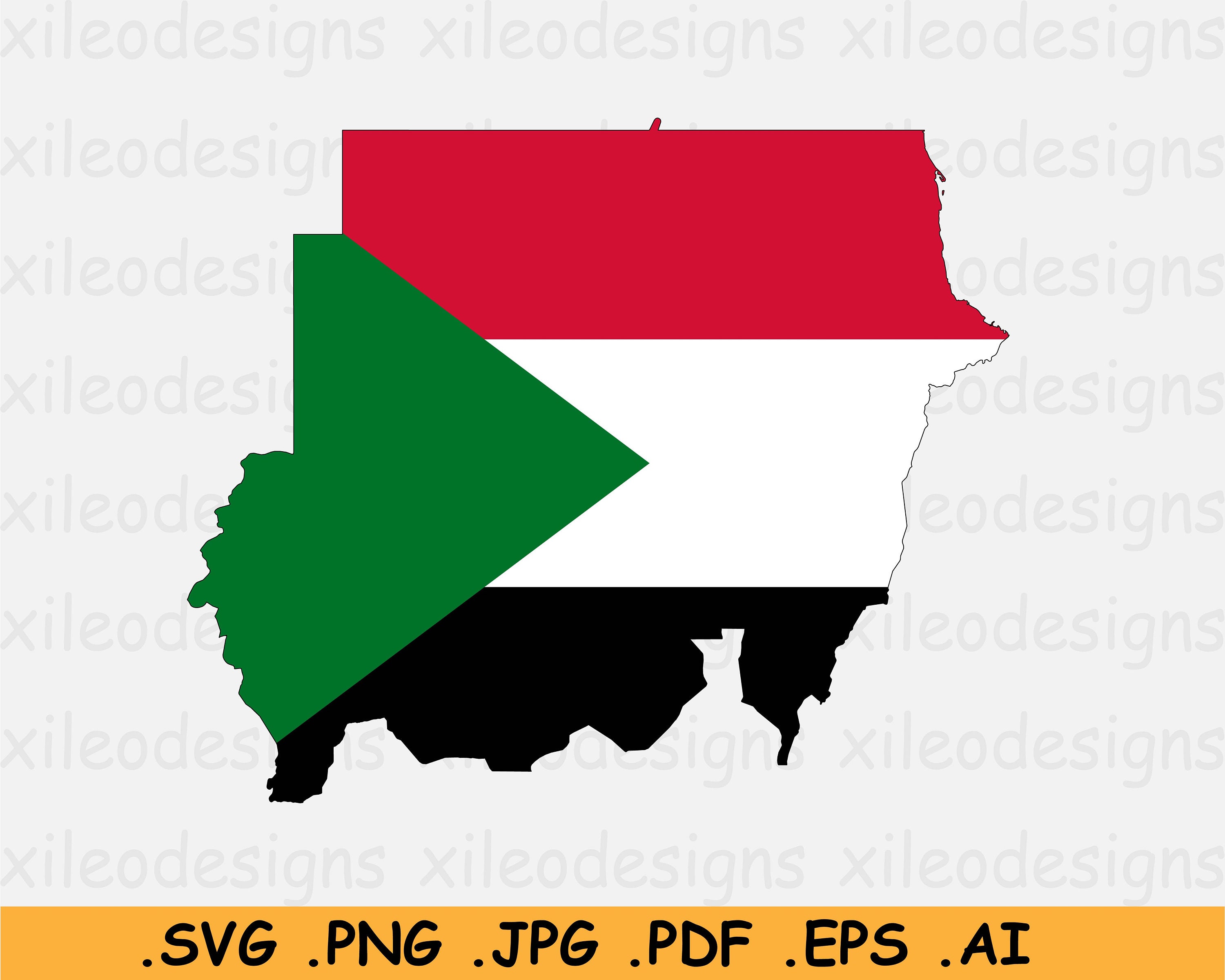 Sudan Flag Map SVG - Sudanese SVG Cricut Cut File, Country Nation ...