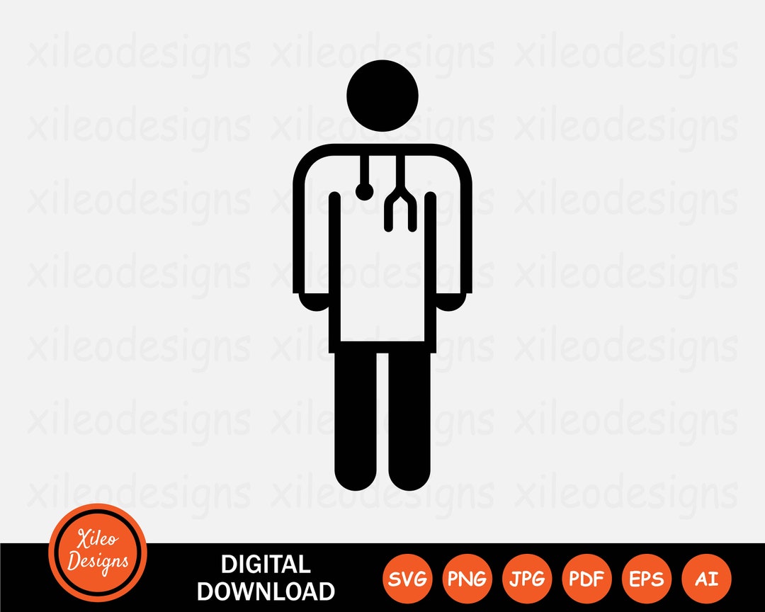 Doctor Stick Figure Icon SVG Healthcare Physician Staff Graphic Vector ...