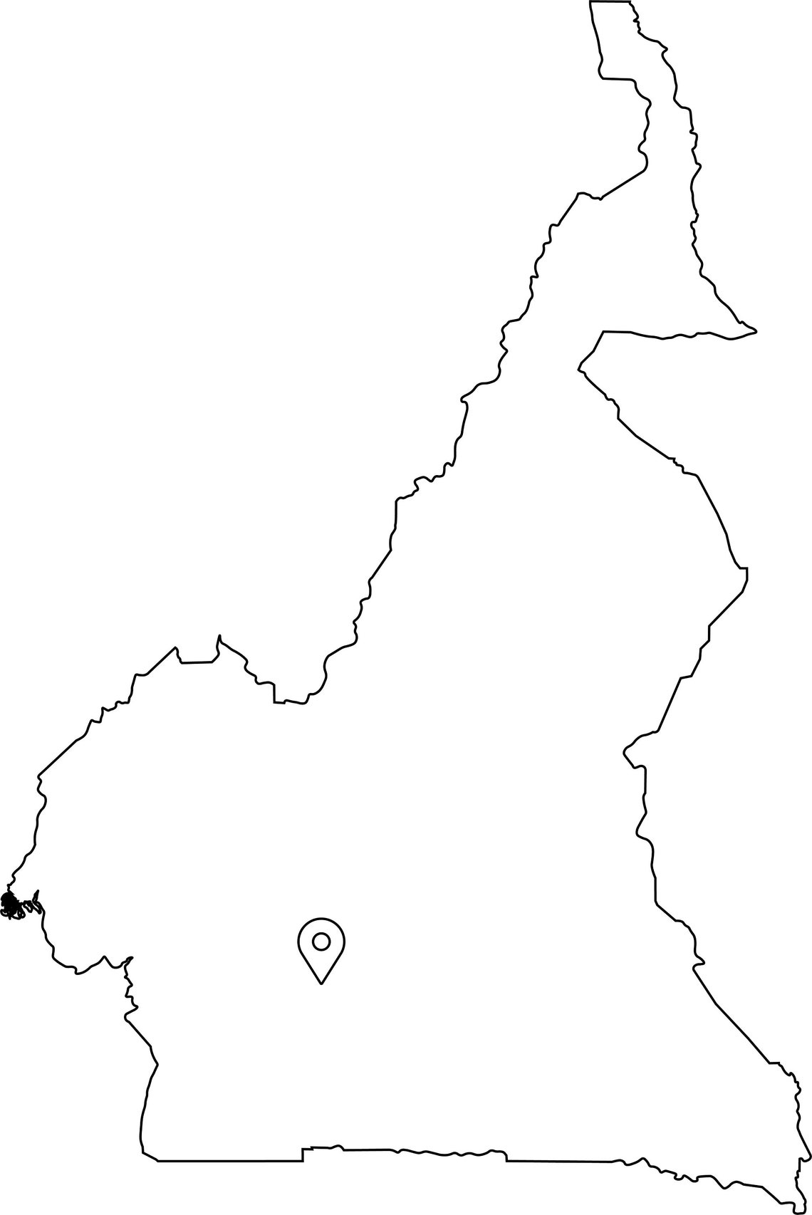 Yaounde Cameroon Map Capital City Country Location Pin Black White ...
