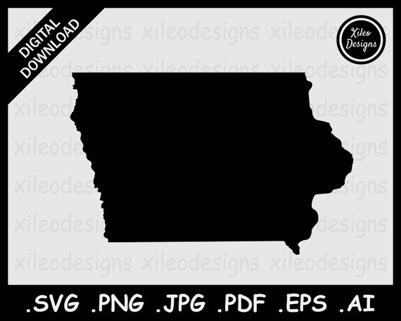 Iowa Karte SVG IA USA State Border Map Iowan United States - Etsy.de