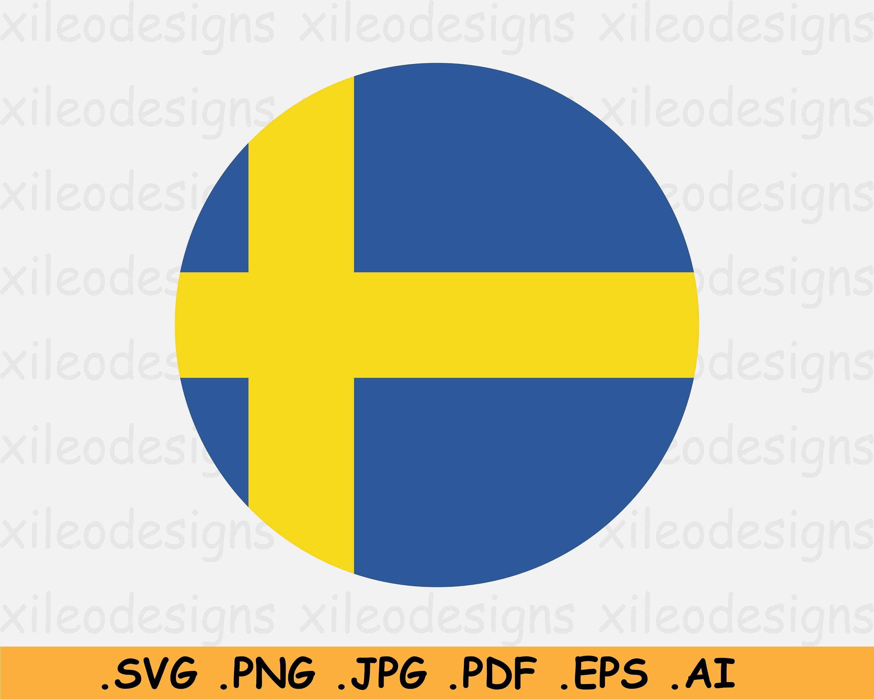 Sweden Round Flag SVG Swedish Circular Banner National | Etsy