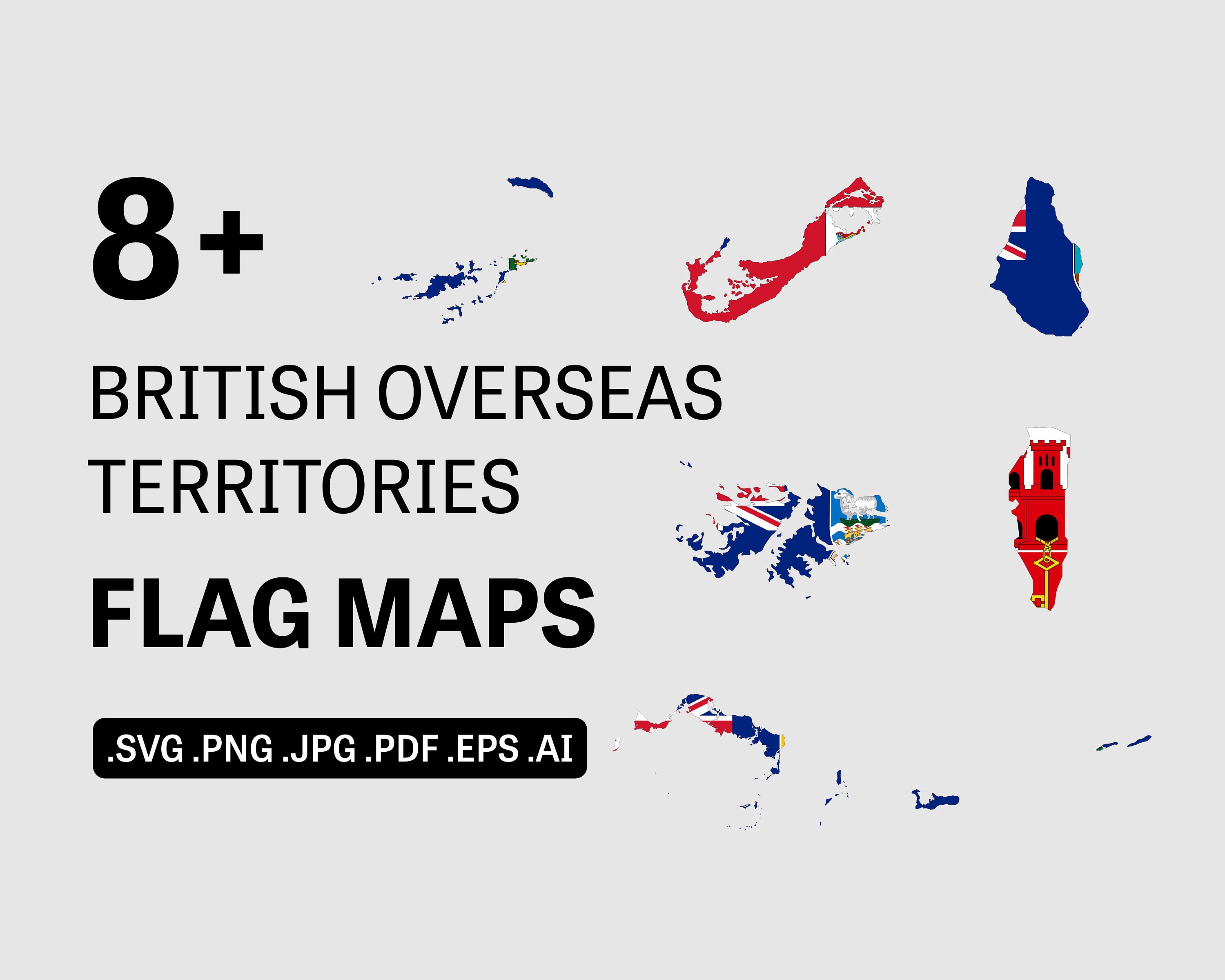 British Overseas Territories Flag Maps SVG Bots United - Etsy UK