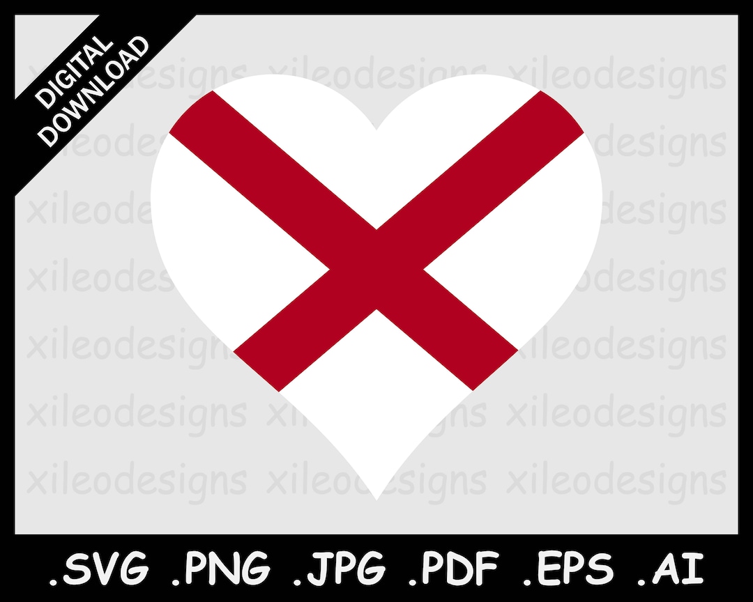 Alabama Heart Flag SVG, AL USA Love Shape Flag, Icon Sign Symbol ...