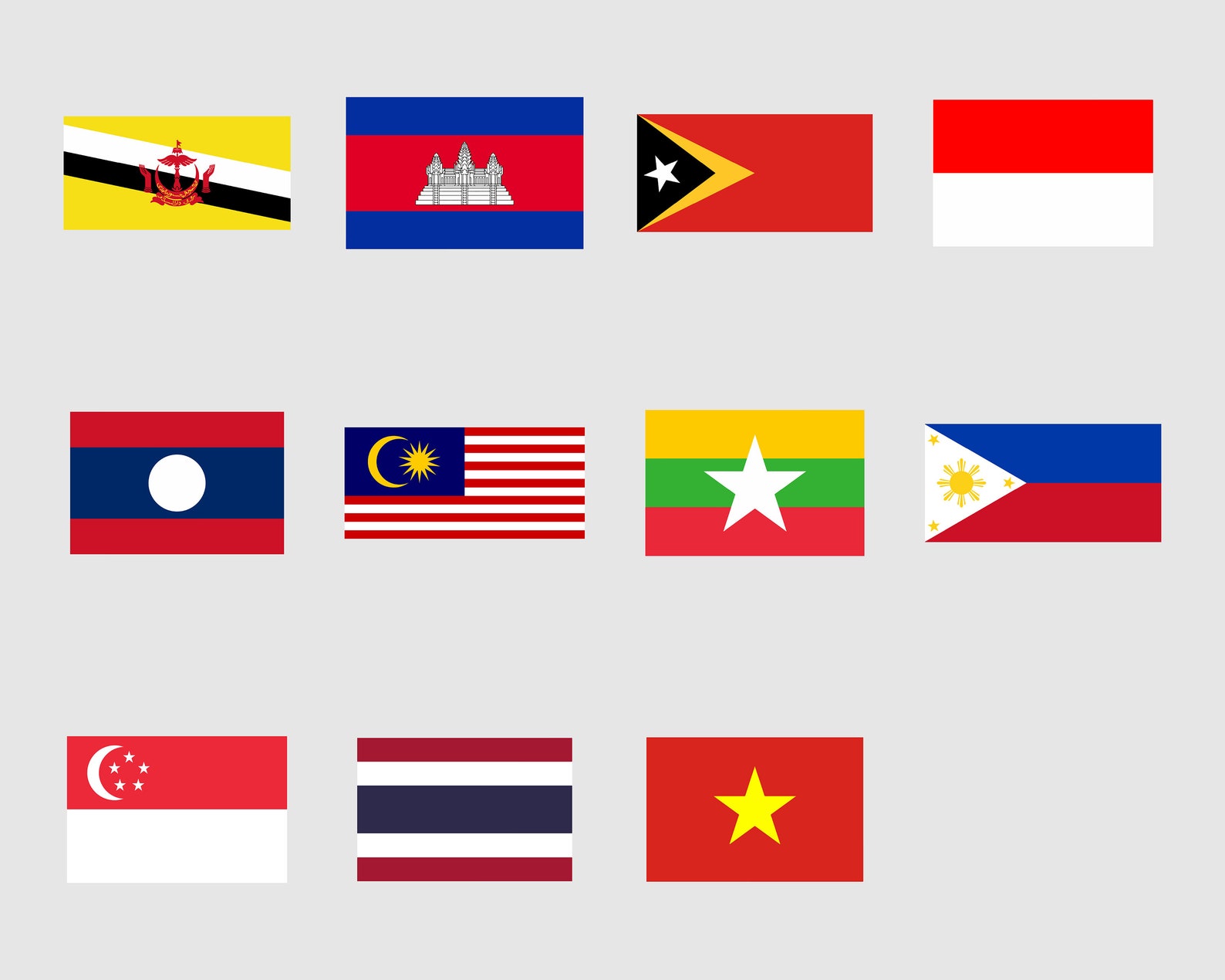 South East Asia Country Flags SVG Bundle Set - SEA ASEAN Countries ...