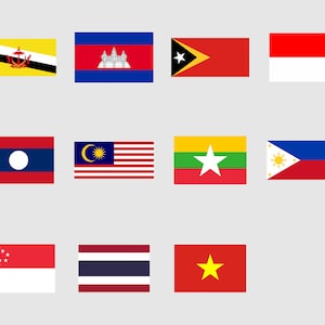South East Asia Country Flags SVG Bundle Set - SEA ASEAN Countries ...