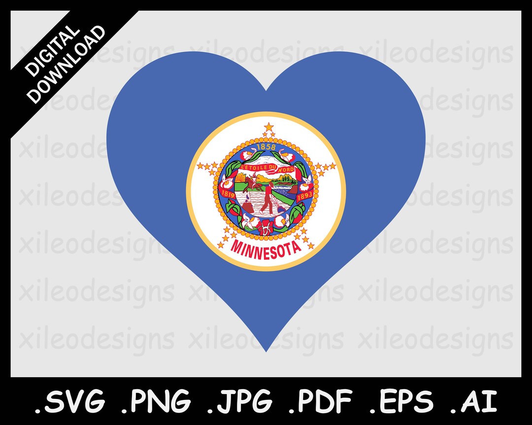 Minnesota Heart Flag SVG, MN USA Love Shape Flag, State Sign Symbol ...