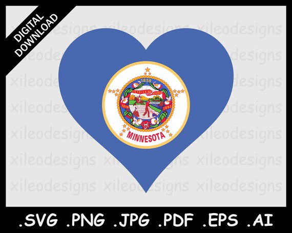 Minnesota Heart Flag SVG MN USA Love Shape Flag State Sign - Etsy