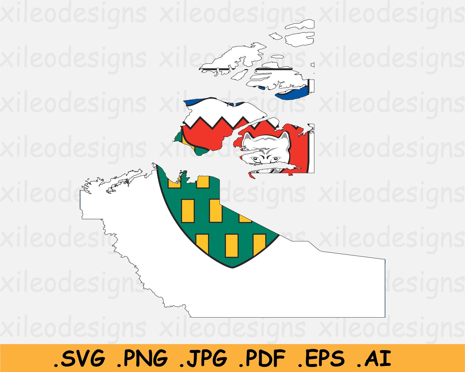 Northwest Territories Map Flag SVG - N.T. NWT Canada, Canadian ...