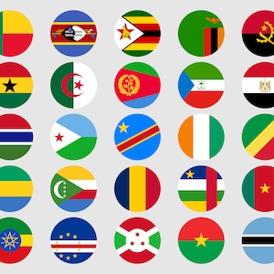 African Countries Round Flags SVG Bundle Set, Africa Country Circle ...