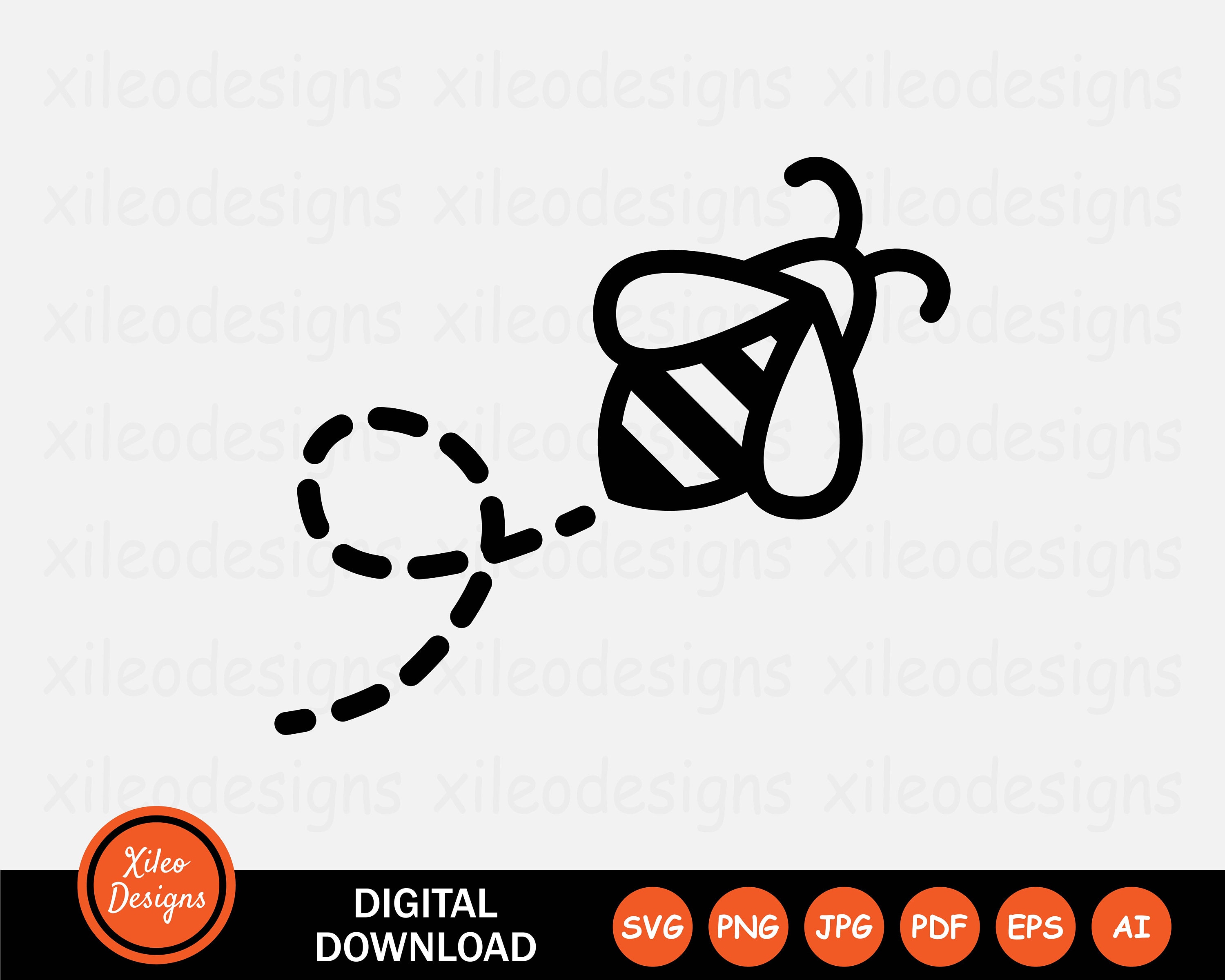 Flying Bee Icon SVG - Insect Flight Path Buzz Fly Route Journey Line ...