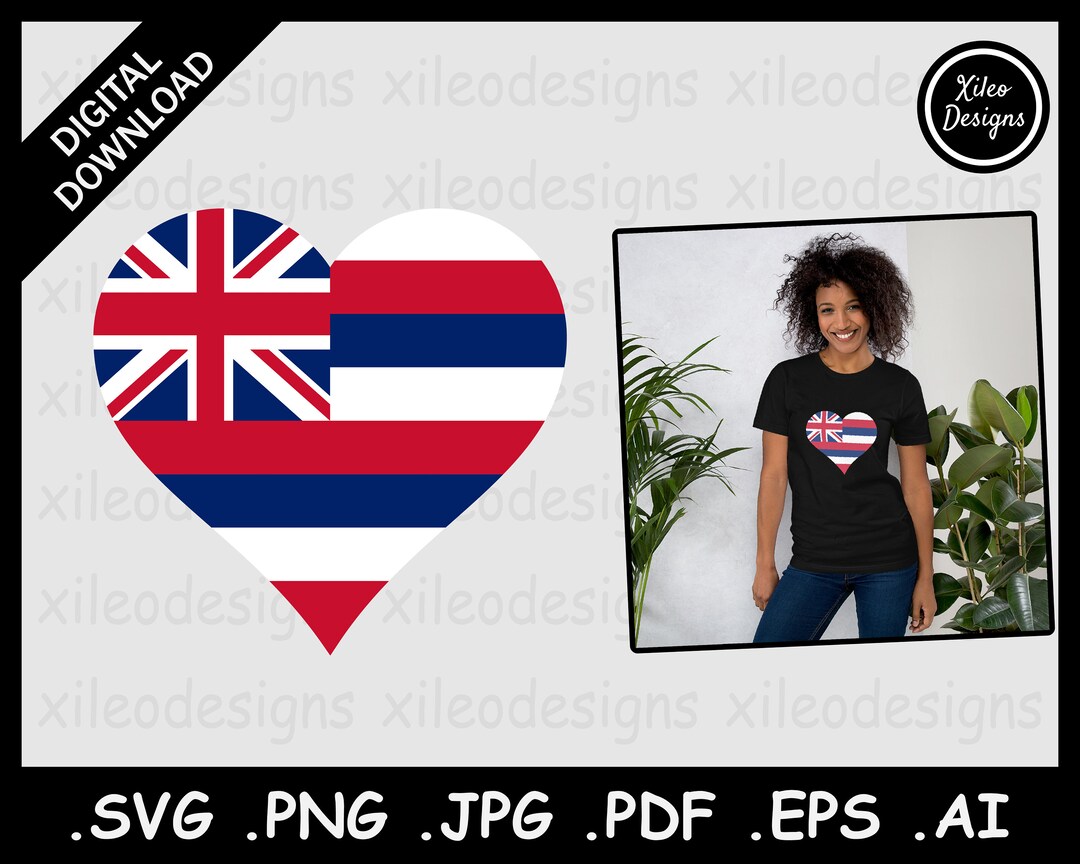 Hawaii Heart Flag SVG, HI USA Love Shape Flag, Icon Sign Symbol Clipart ...