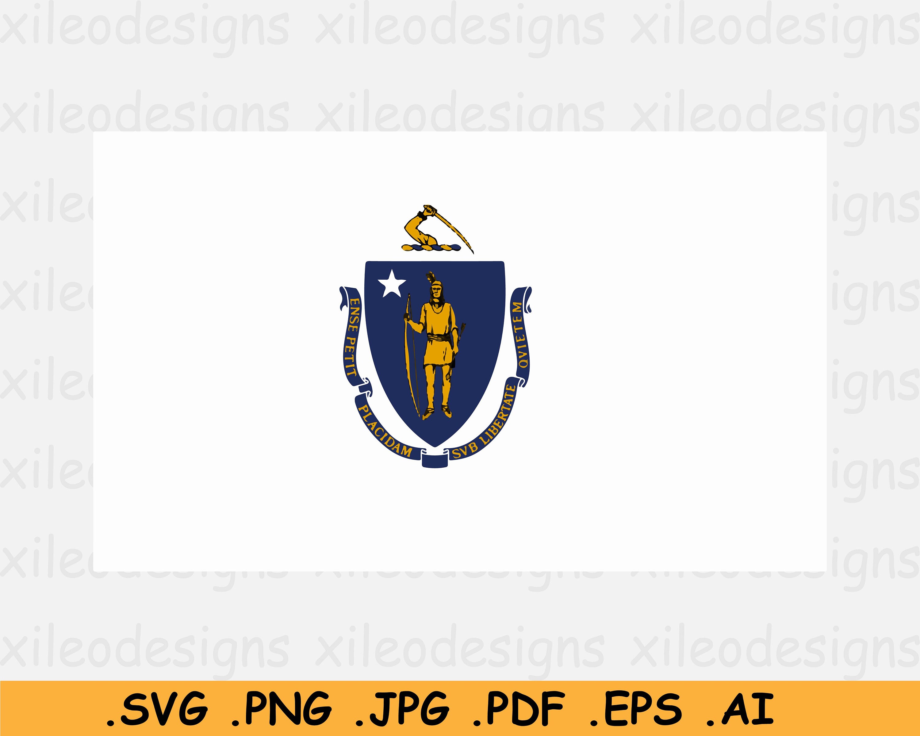 Massachusetts Flag SVG MA US Usa State Banner the Bay State - Etsy