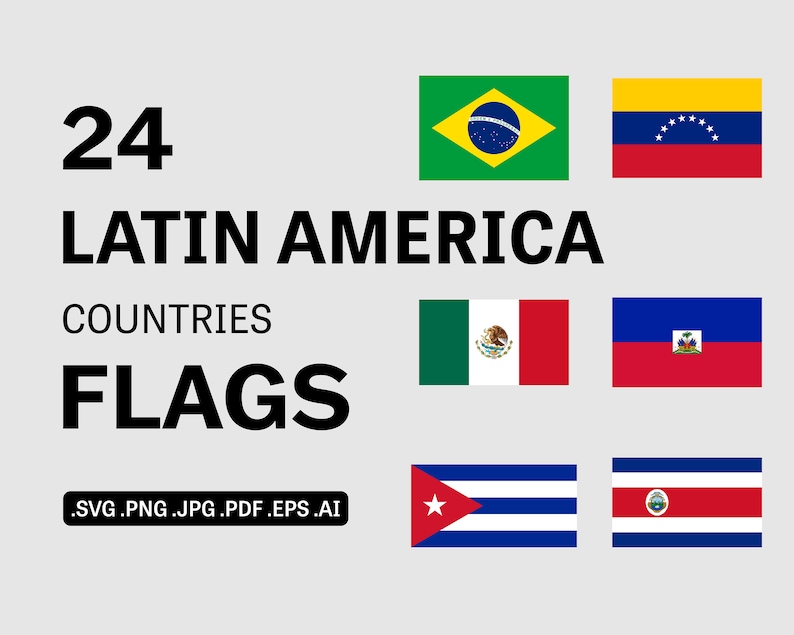 Latin America Country Flags SVG Bundle Set Countries Nation | Etsy