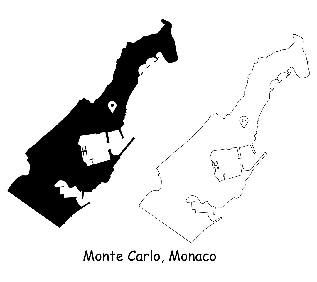 Monte Carlo Monaco Map Capital City State Country Location Pin Black ...