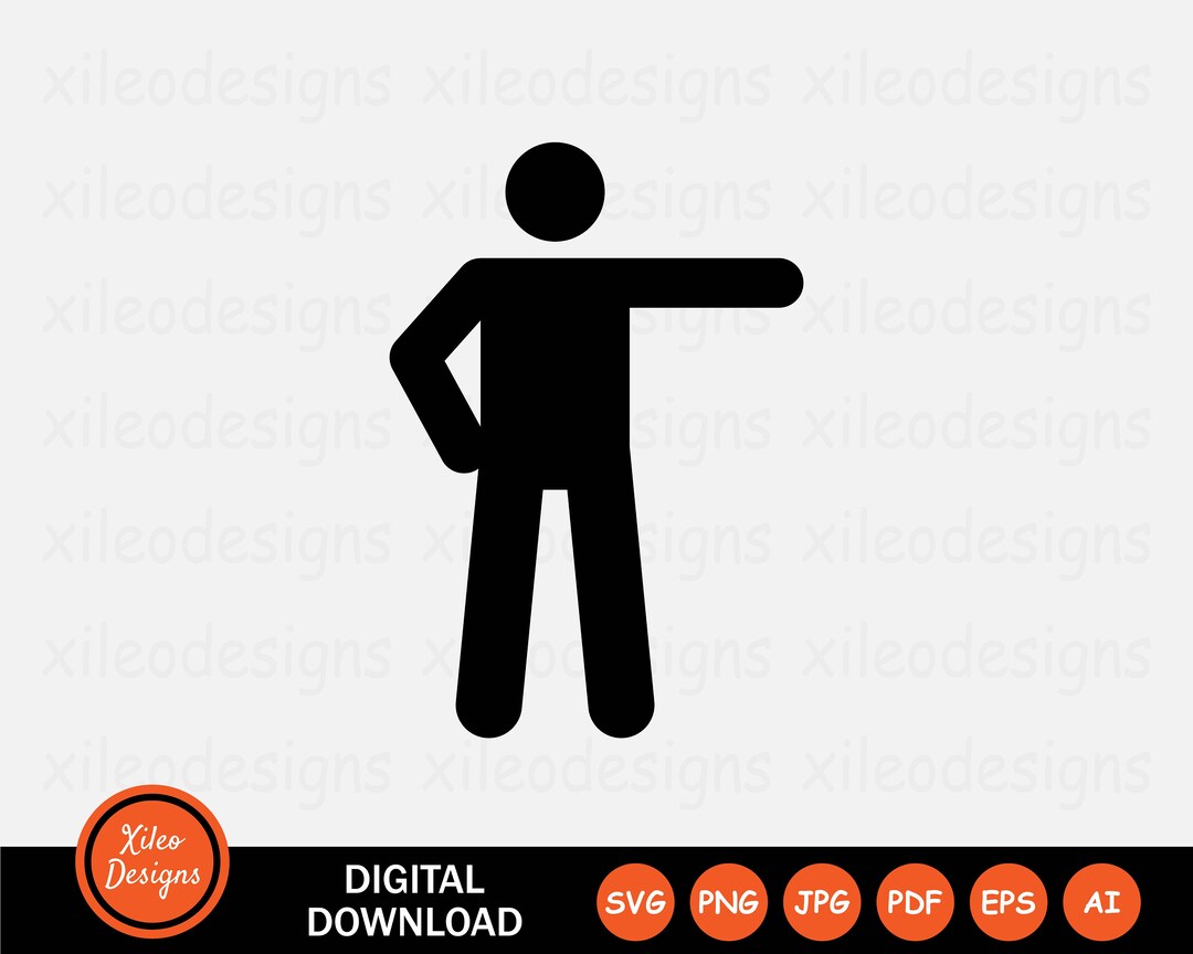 Pointing Right Icon SVG - Stick Figure Point Direction Navigation Pose ...