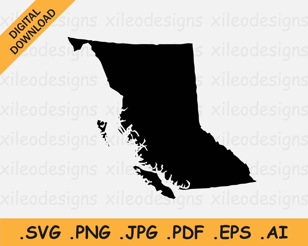 British Columbia Canada Map SVG - Canadian Province Border Boundary ...