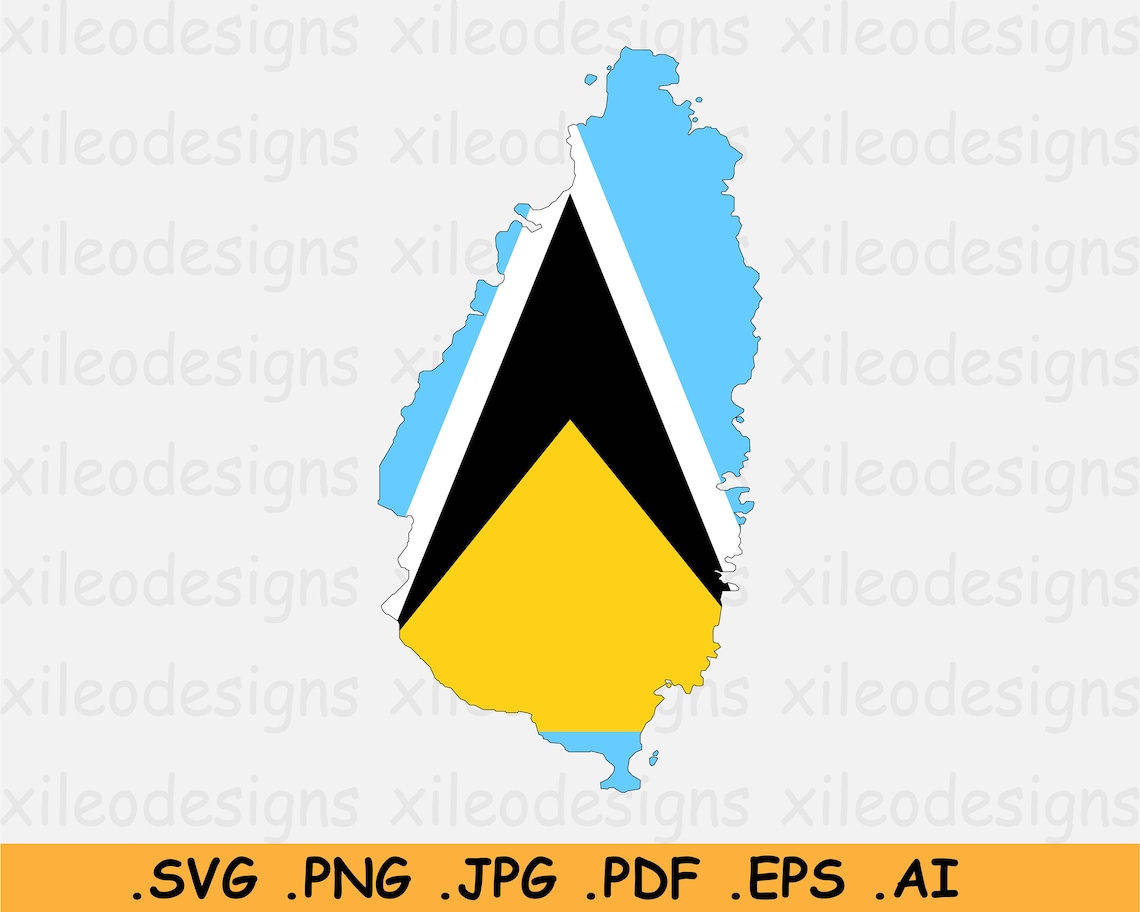 St. Lucia Map Flag SVG Saint Lucian SVG Cricut Cut File | Etsy