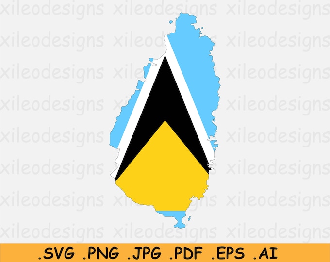 St. Lucia Map Flag SVG Saint Lucian SVG Cricut Cut File - Etsy
