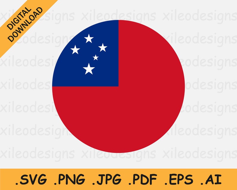 Samoa Round Flag SVG, Samoan Circle Icon, National Circular Banner ...