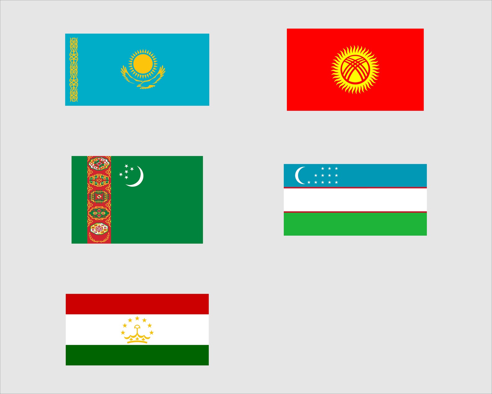 Central Asia Country Flags SVG Bundle Set Countries Nation | Etsy