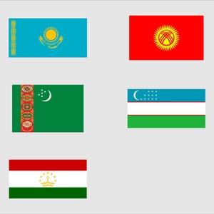 Central Asia Country Flags SVG Bundle Set - Countries Nation National ...