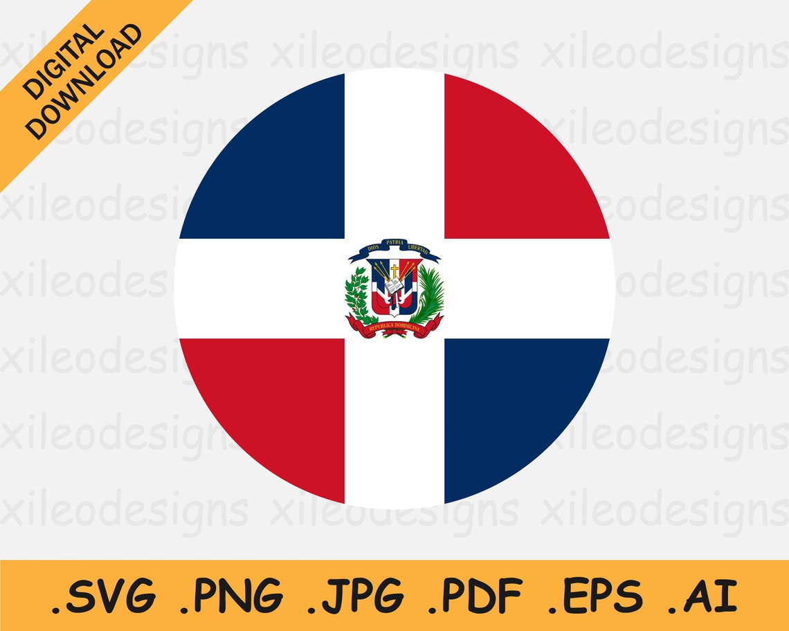 Dominican Republic Round Flag SVG National Circular Circle | Etsy