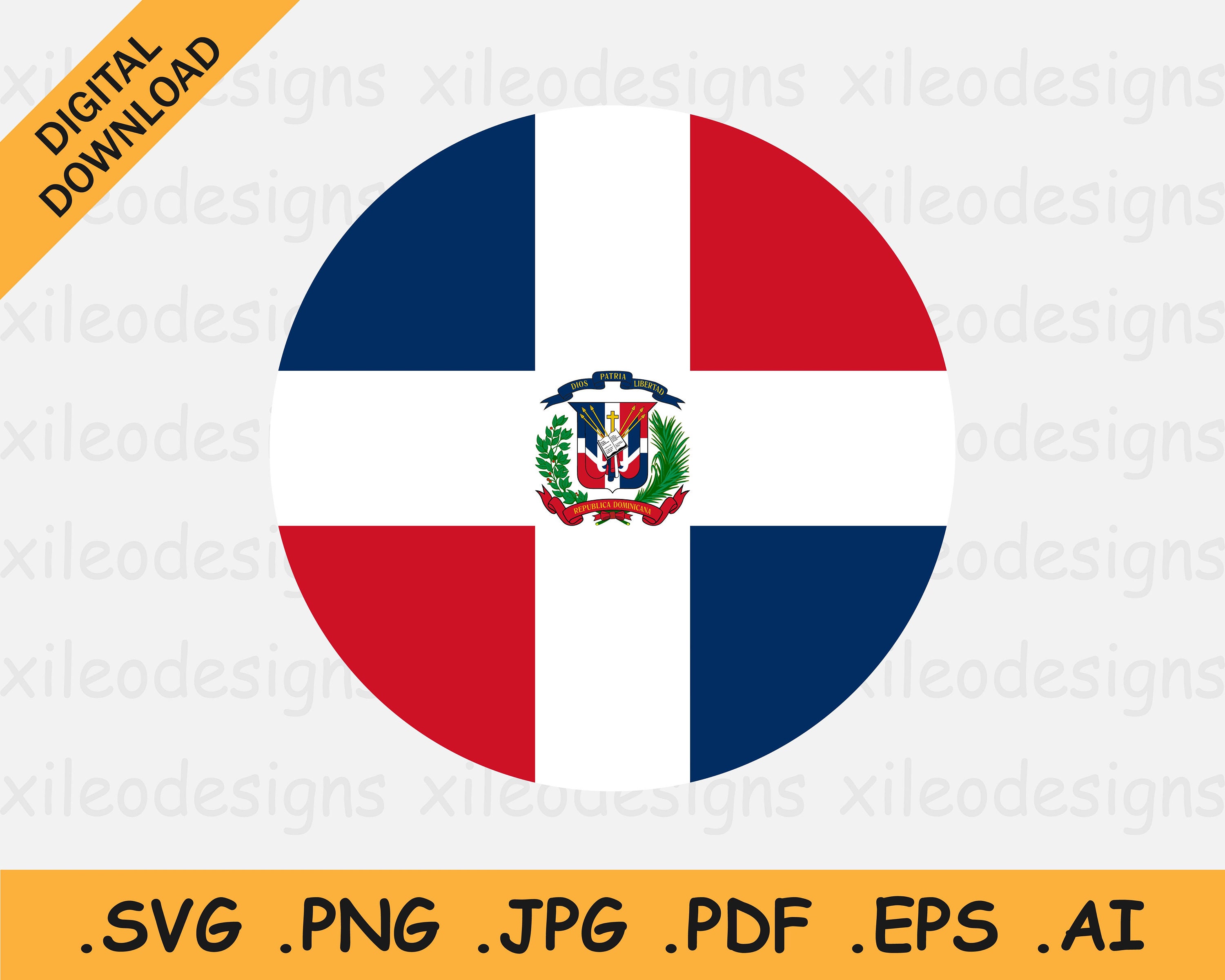 Dominican Republic Round Flag SVG National Circular Circle - Etsy