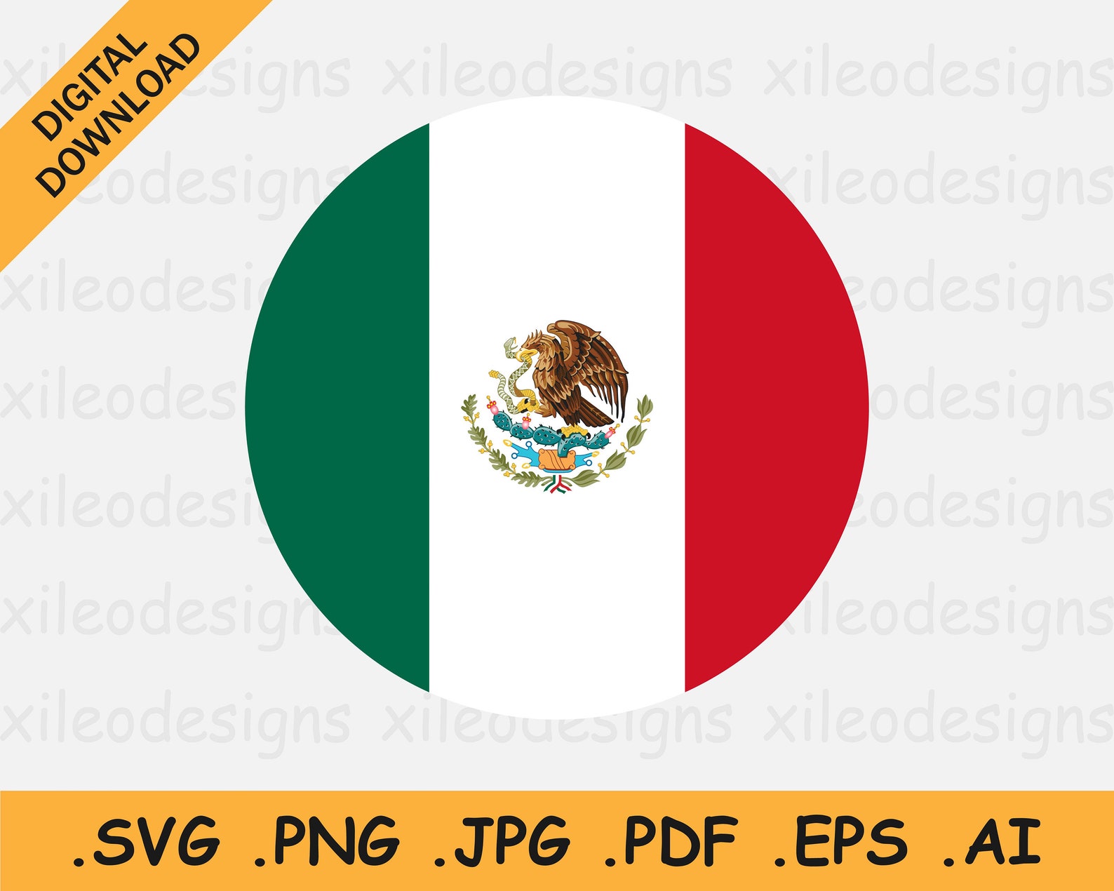 Mexico Round Flag SVG Mexican Circle Icon, Country National Circular ...
