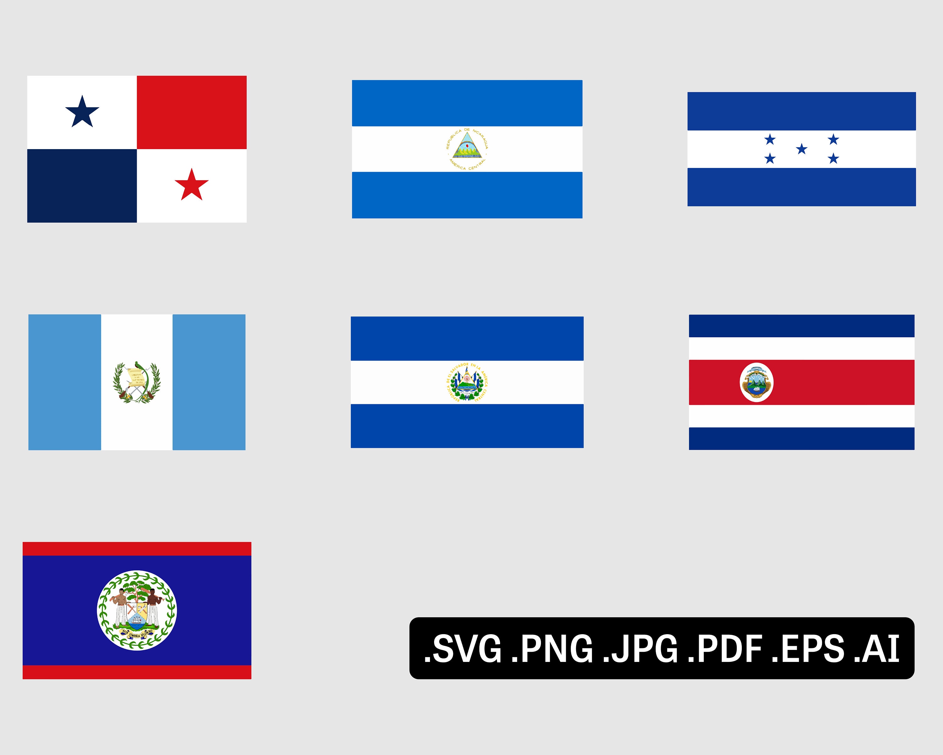Central America Country Flags SVG Bundle Set - Countries Nation ...