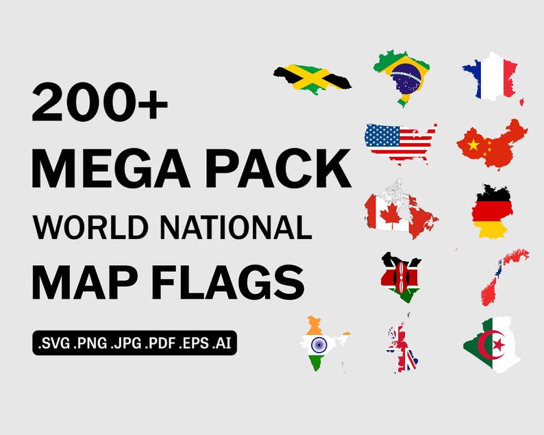 Individual World Countries Map Flags SVG, Nation National Country ...