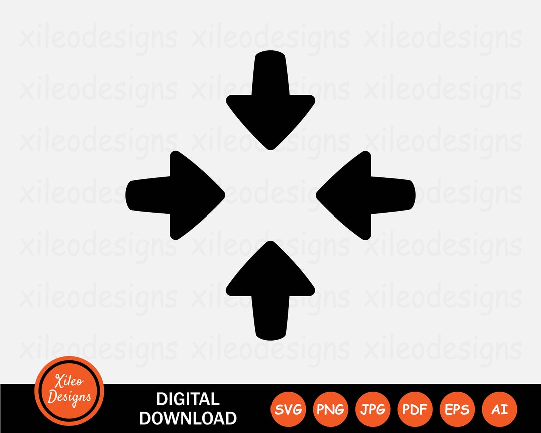Four Arrows Pointing in Icon SVG Target Aim Here Zoom Digital Download ...