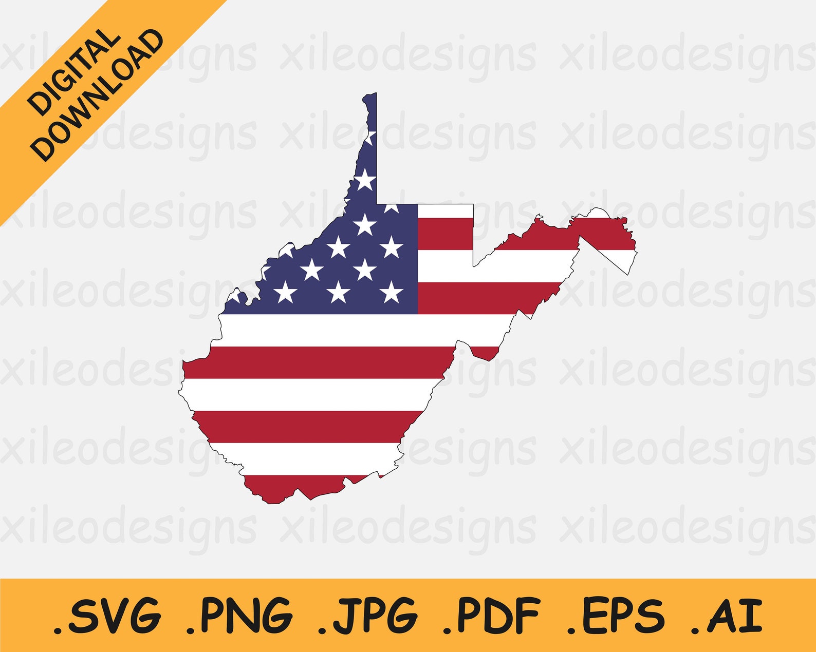 West Virginia Map US Flag Svg, WV USA on American Flag, America State ...