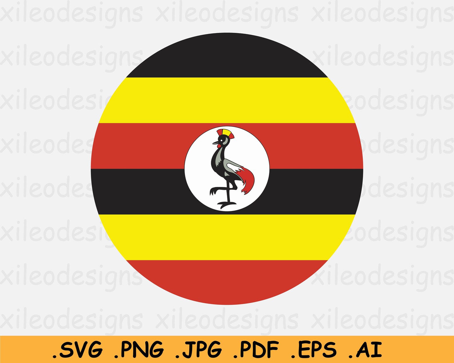 Uganda Round Flag SVG Ugandan Circular Banner Country | Etsy