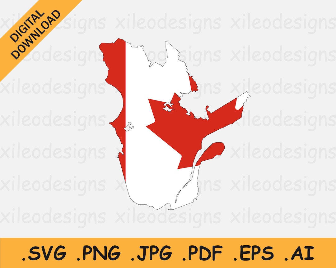 Quebec Map Canada Flag SVG - Canadian Province Banner Shape Border ...