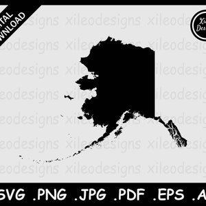 Alaska Map SVG, AK USA State Border Border, Alaskan United States Black ...