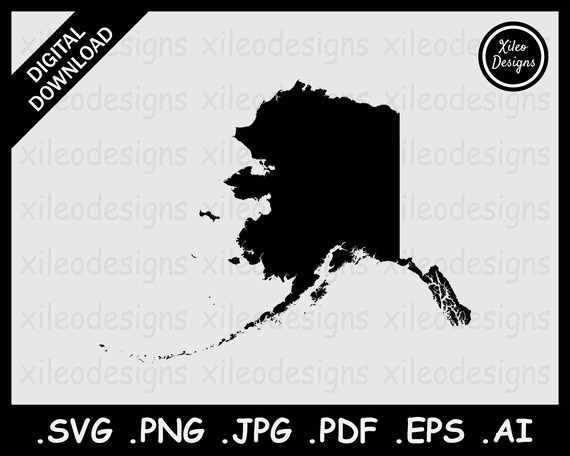 Alaska Map SVG AK USA State Boundary Border Alaskan United - Etsy