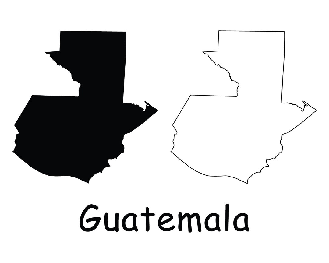 Map of Guatemala, Guatemala Map, Black White Detailed Solid Outline ...