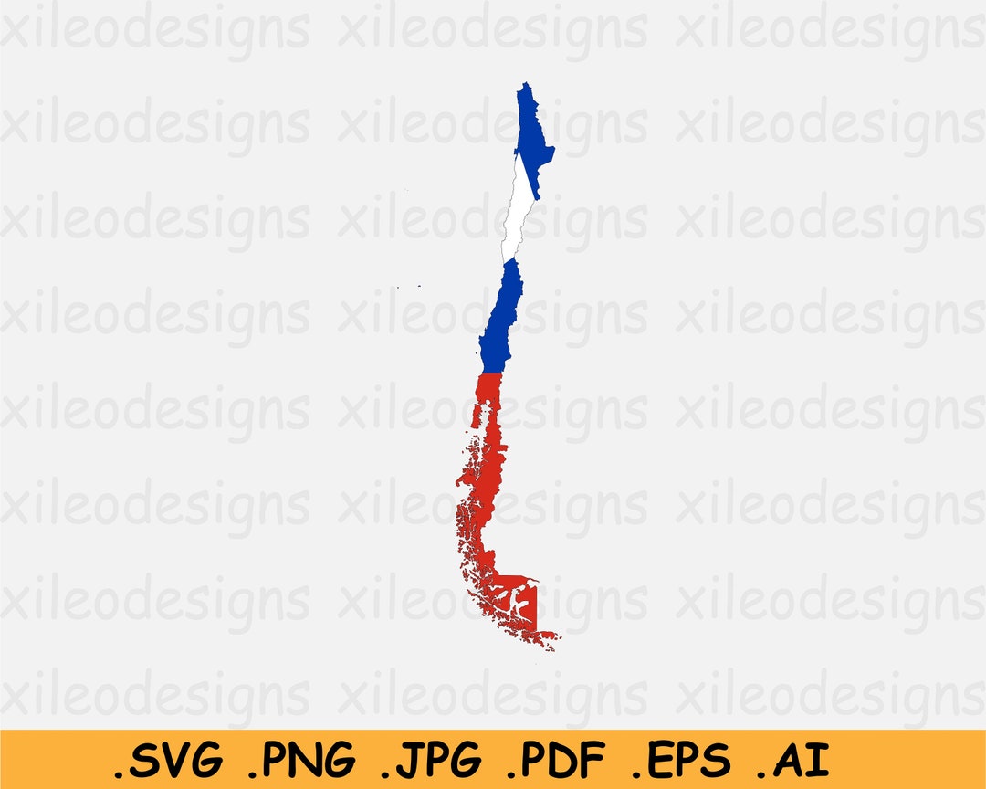 Chile Map Flag SVG - Map of Chile, Chilean National Flag, Chile Map SVG ...