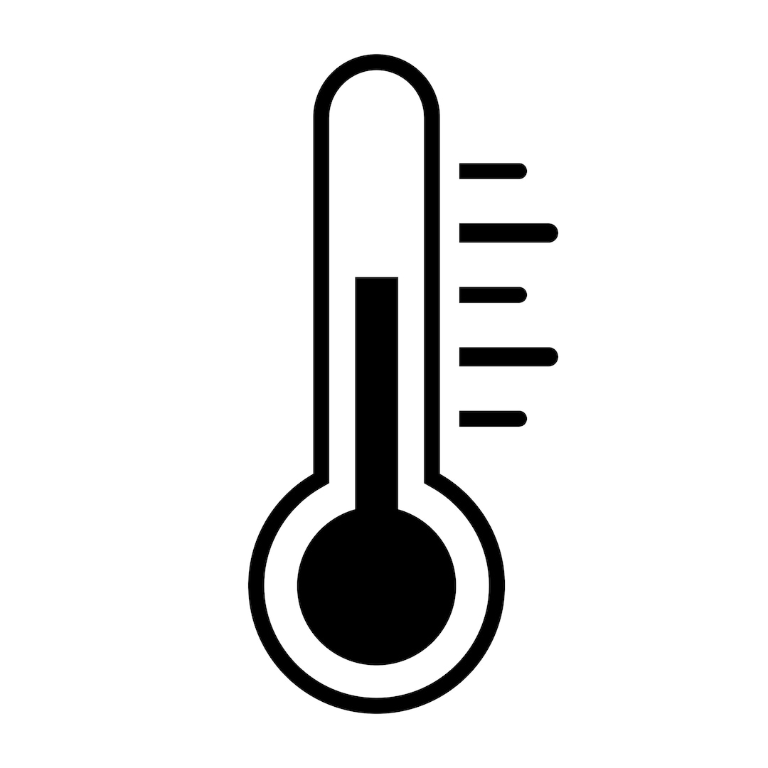 Thermometer Icon Sign Temperature Logo Symbol Black and White Graphic ...