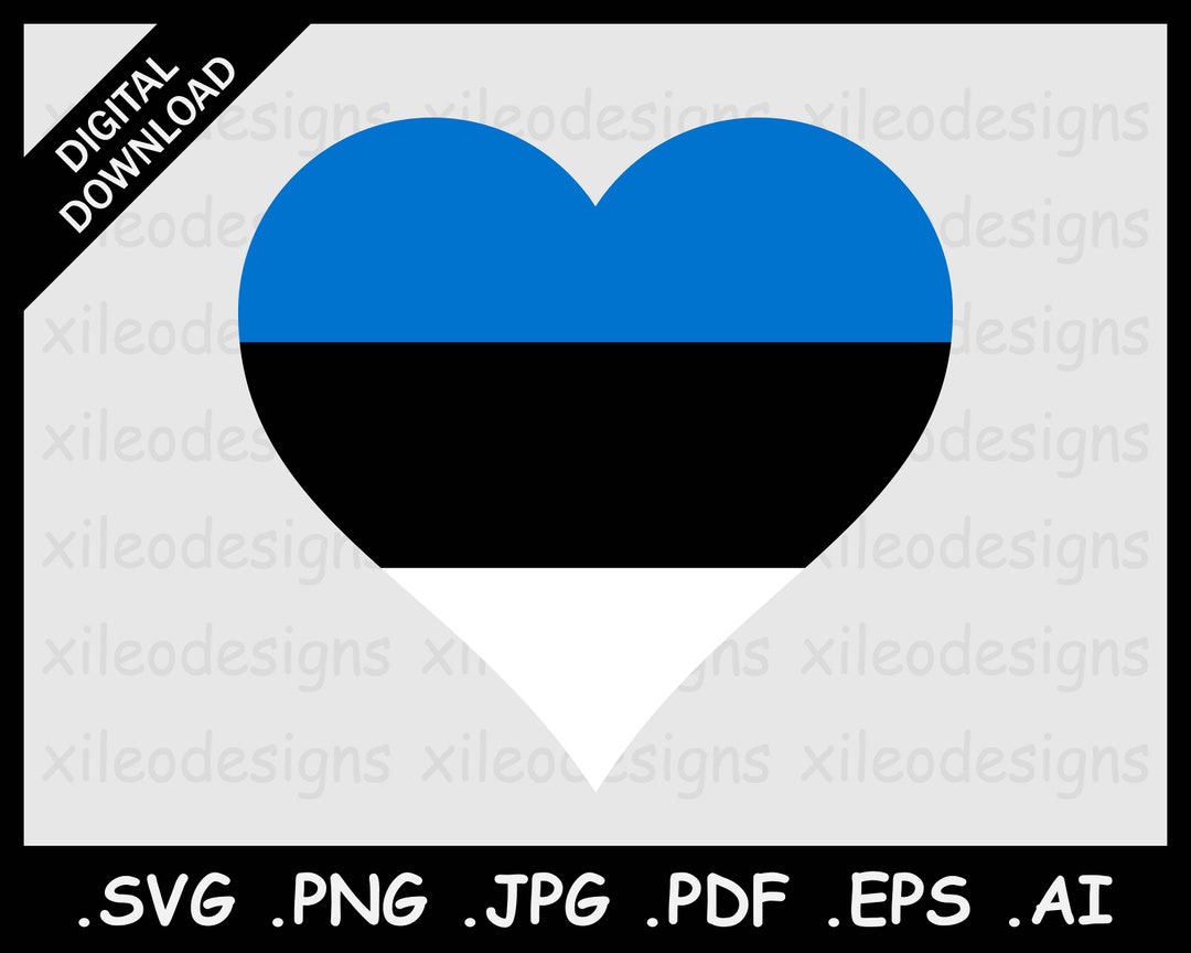 Estonia Heart Flag SVG, Estonian Love Shape Banner, Country National ...